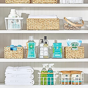 mDesign Deep Plastic Storage Organizer Container Bin, Game and Comic Organization for Cabinet, Cupboard, Playroom, Shelves, or Closet - Holds Video Games, Tablets, DVDs, or Controllers, 4 Pack, Clear