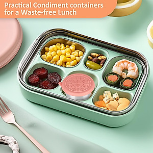 QWEIDHI 6x1.6 Oz Salad Dressing Containers With Lids, Stainless Steel Small Condiment Containers with Leakproof Silicone Lids, Reusable Sauce Containers for Lunch Boxes