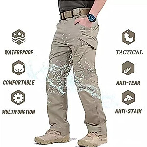 XHSYTC Soldier Tactical Waterproof Pants Outdoor Combat Hiking,Mens Tactical Pants Ripstop Cargo Pants,Multi Pocket Work Pants. (XL, Black)