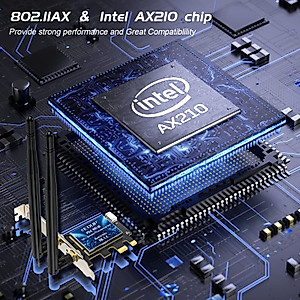 AX5400Mbps WiFi Card Wi-Fi 6E Bluetooth 5.2 Tri-Band AX210 PCIE Wireless WiFi Adapter Network Cards 6GHz/5GHz/2.4GHz MU-MIMO Ultra-Low Latency for Desktop PC Windows 10/11 64-bit (Model EP-9651)