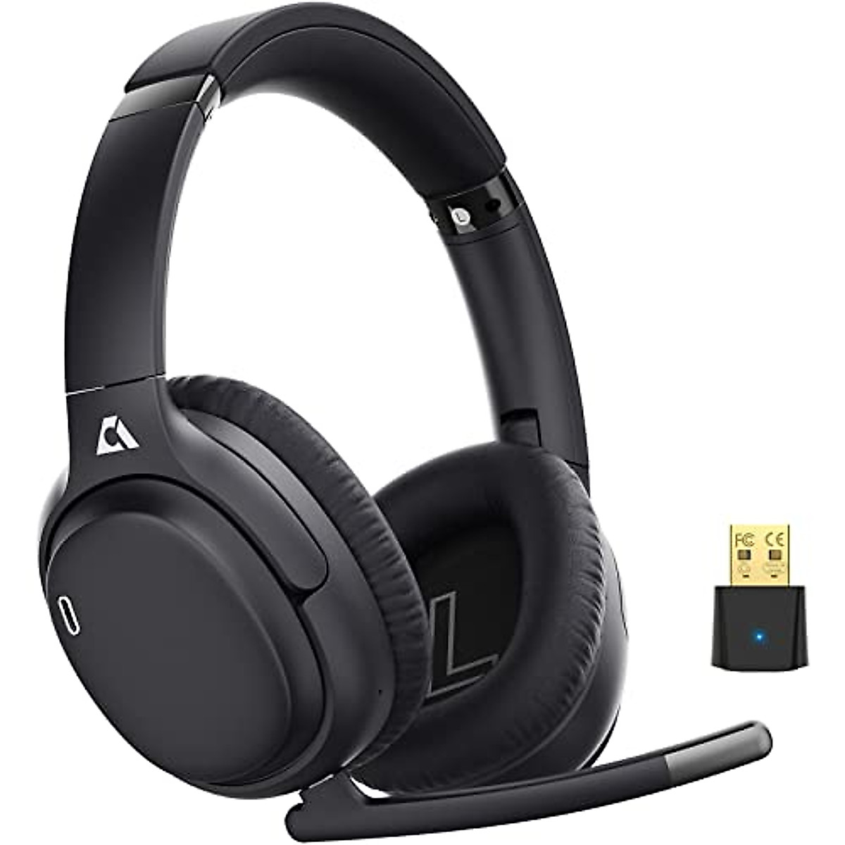 Ankbit E600Pro Hybrid Active Noise Cancelling Headphones with aptX HD & Low Latency, Over Ear Bluetooth Headphones Wireless Headphones with Boom mic&Build-in Microphone Hi-Fi Deep Bass, 80H Playtime