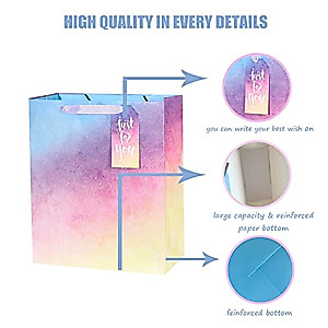 MTChange Large Gift Bags-Glitter Iridescent Gift Bag with Tissue Paper for Birthdays,Anniversaries,Parties,Wedding, Baby Shower or Any Occasion-4 Pack