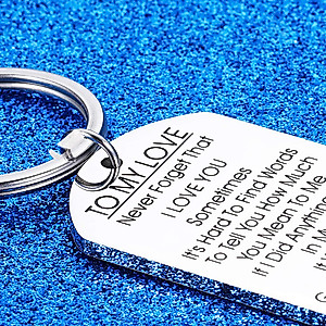 to My Love Keychain Gift for Husband Wife Anniversary Valentines Birthday Boyfriend Girlfriend Jewelry for Him Her Women Men
