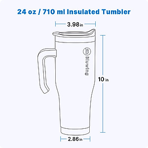 Bluwing 40 oz Tumbler with Handle and Straw-Stainless Steel Double Wall Insulated Tumbler with Leak Proof Lid, Vacuum Travel Ice Coffee Mug Cup(Navy)