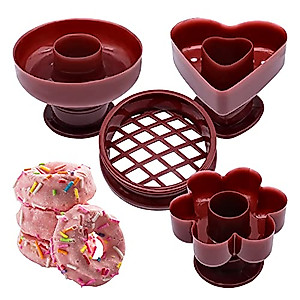 'N/A'' 4 Pack Donut Maker Cutter, Creative Reusable Non-stick Doughnut Molds, Fondant Cake Bread Dessert Bakery Mould, Biscuit Stamp Mould, Home Kitchen DIY Baking Tool