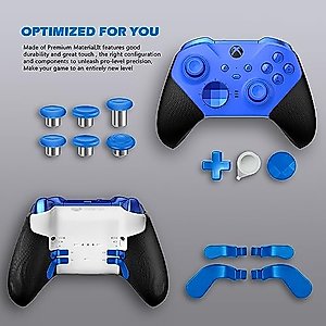 Sedicoca Complete Component Pack for Xbox Elite Wireless Controller Series 2 ,Includes 1 Carrying Case 1 Dock, 4 Paddles, 2 DPads,6 Thumbsticks,1Tool, for Xbox One Elite Series 2 Core Replacement Parts（blue ）