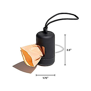 Wild One Poop Bag Holder and Dispenser for Dogs with Leash Attachment, Leak Proof, Easy Twist Top for Refills, Includes 1 Roll, Black