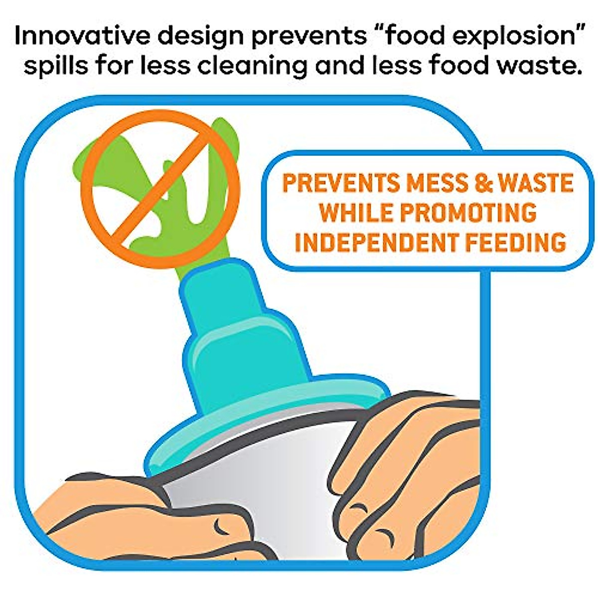 Buon Bambini Soft Sip Baby Food Pouch Toppers, 100% Silicone, Aqua/Blue, 4 Pack, Ideal for Homemade/chunkier Baby Foods