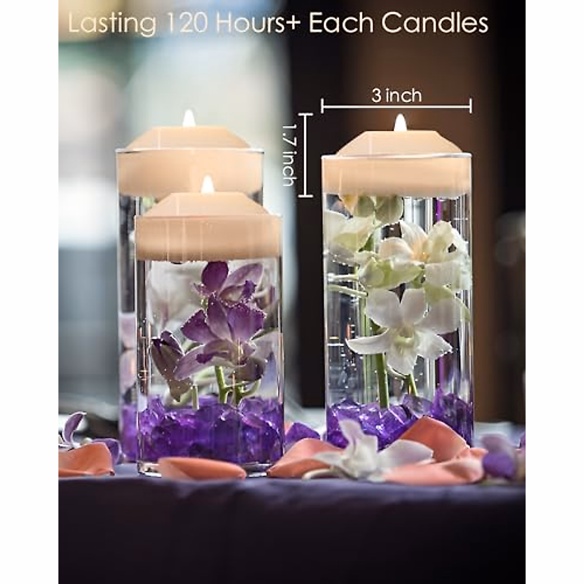 ARDUX 12 PCS LED Floating Candles - 3 Inch Flameless Plastic Floating Tea Lights for Bathtub Swimming Pool Vase Centerpiece Decoration