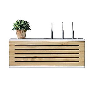 Solid Wood Network Set-top Box Wall Mounted Router Storage Box TV Lower Row Socket Occlusion Box Wireless WiFi Router Shelf (Size : Length 50cm)