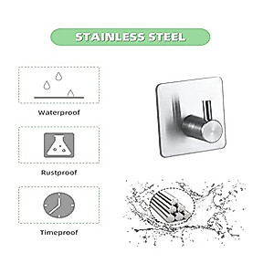 Adhesive Hooks - 5 Pack Heavy Duty Wall Hooks Waterproof Stainless Steel Hooks for Hat Towel Robe Hooks Rack Wall Mount - Bathroom Kitchen Home Hotel Office Cabinet and Bedroom CHROM01