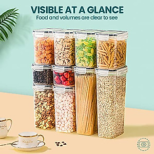 [24 Pack] Airtight Food Storage Containers with Lids for Kitchen & Pantry Organization, BPA Free Plastic Dry Food Canisters Set for Snacks, Cereal, Flour, Sugar - Free Labels Marker & Spoon Set