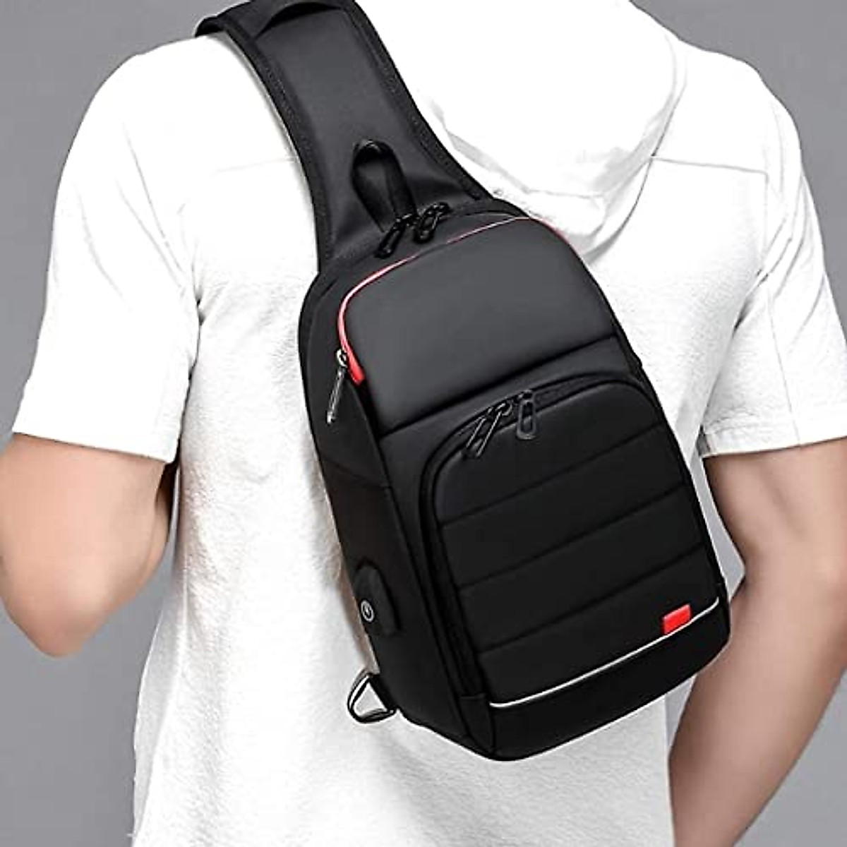 XIXIDIAN Anti-Theft Sling Chest Bag Waterproof Crossbody Shoulder Bag Casual Daypack Rucksack with USB Charging Port for Men