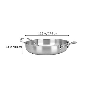 Zerodeko Korean Ramen Noodle Pot Korea Cooking Instant Noodles Pots with Handle Stainless Steel Everyday Pan Stock Pot Chef Pan Kitchen Cookware for Soup Rice Pasta Silver 26CM