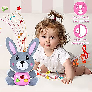 Easter Bunny Baby Toys 6 to 12 Months - Musical Light Up Toys for Baby 0-6 Months Newborn Plush Rabbit Toys - Easter Gifts for Babies Boys & Girls Infant Stuffed Animal Toy Baby Gifts 0 to 36 Months