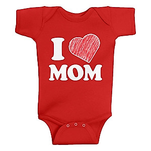 Threadrock Unisex Baby I Love Mom Bodysuit 6M Red