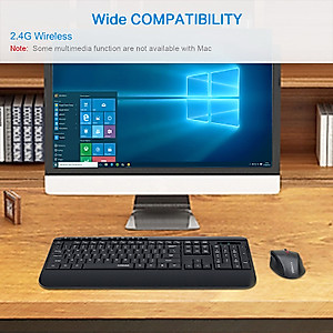 Wireless Keyboard and Mouse Combo, E-YOOSO 2.4G Full-Sized Ergonomic Keyboard Mouse Combo with Wrist Rest, 3 DPI Adjustable Wireless Optical Mice with USB Nano Receiver for Laptop/Windows/Mac OS/PC