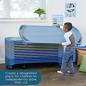 Children’s Factory SpaceLine Nap Cot, Kids Daycare and Preschool Sleeping Cot, Standard Size, Wedgewood