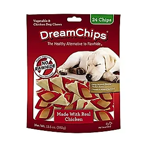DreamBone DreamChips, Rawhide Free Dog Chews Made with Real Chicken and Vegetables, 24 Count