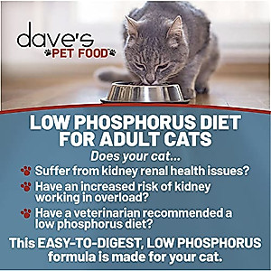 Dave's Pet Food Kidney Support Wet Canned Cat Food for Renal Health (Chicken Liver & Chicken Pate), Non-Prescription Low Phosphorus Restricted Diet 5.5 oz,(24 Pack)