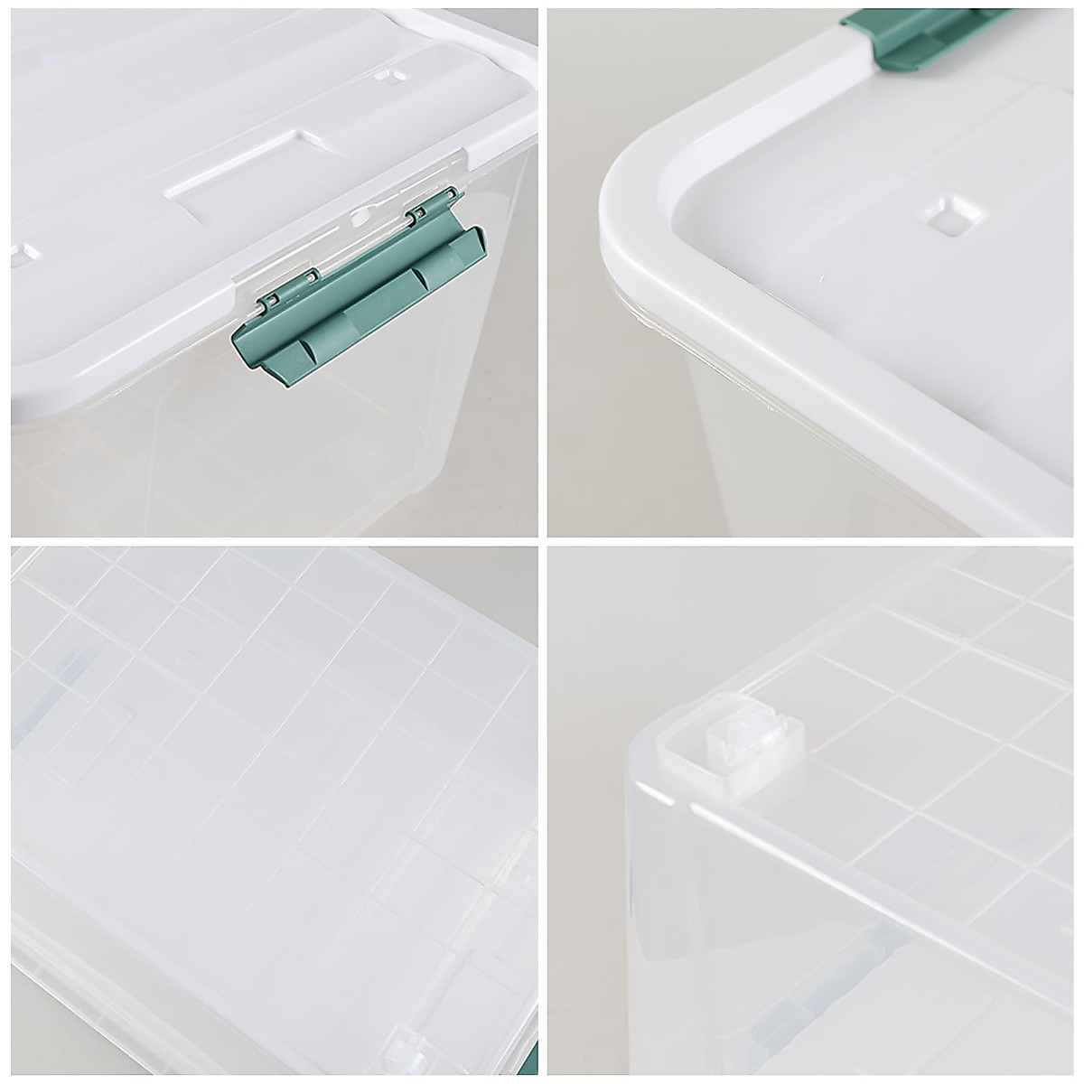 Readsky 85 Quart Clear Plastic Storage Bins with Wheels, Large Latching Boxes, 4 Packs