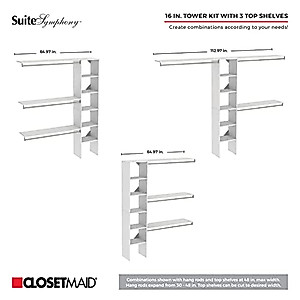 ClosetMaid SuiteSymphony Closet Organizer with Shelves and 2 Drawers, 16-Inch-Natural Gray