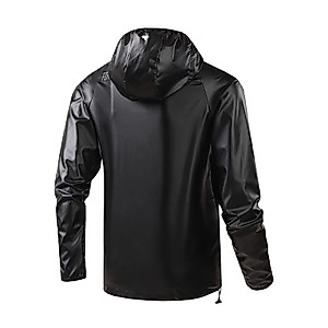 FORBEMK Mountain Hardwear Mens Jacket Waterproof Lightweight Camping Gear Raincoat Men -Black-M
