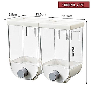 Wall-mounted Cereal Container Dispenser,Baffect Laundry Beads Dispenser Plastic Airtight Storage Containers Sealed Can for food Rice Candy Beans(1000ML 2PC)