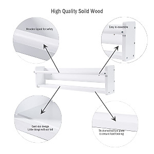 MBYD White Floating Book Shelf for Wall, Nursery Book Shelves, Solid Wooden 24 Inch Wall Mounted Shelves, for Clothing Rack Nursery Toy Decor Set of 3 Same Dimensions