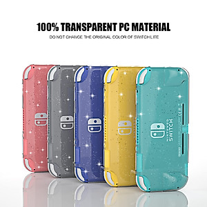 NANANINO Portable Electronic Device Cover for Nintendo Switch Lite, Clear Hard Glitter Case - Compatible with Up to 5.5 Inch Devices, Anti-Slip, Glitter Theme