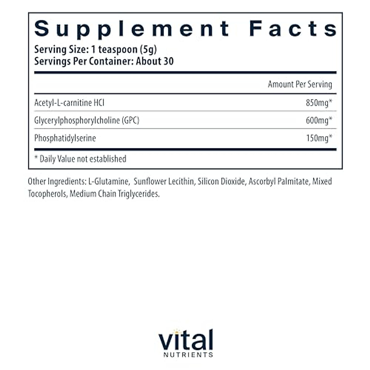 Vital Nutrients - Vital Brain Powder - Support for Brain Health and Cognitive Function - Vegetarian - Unflavored - 150 Grams