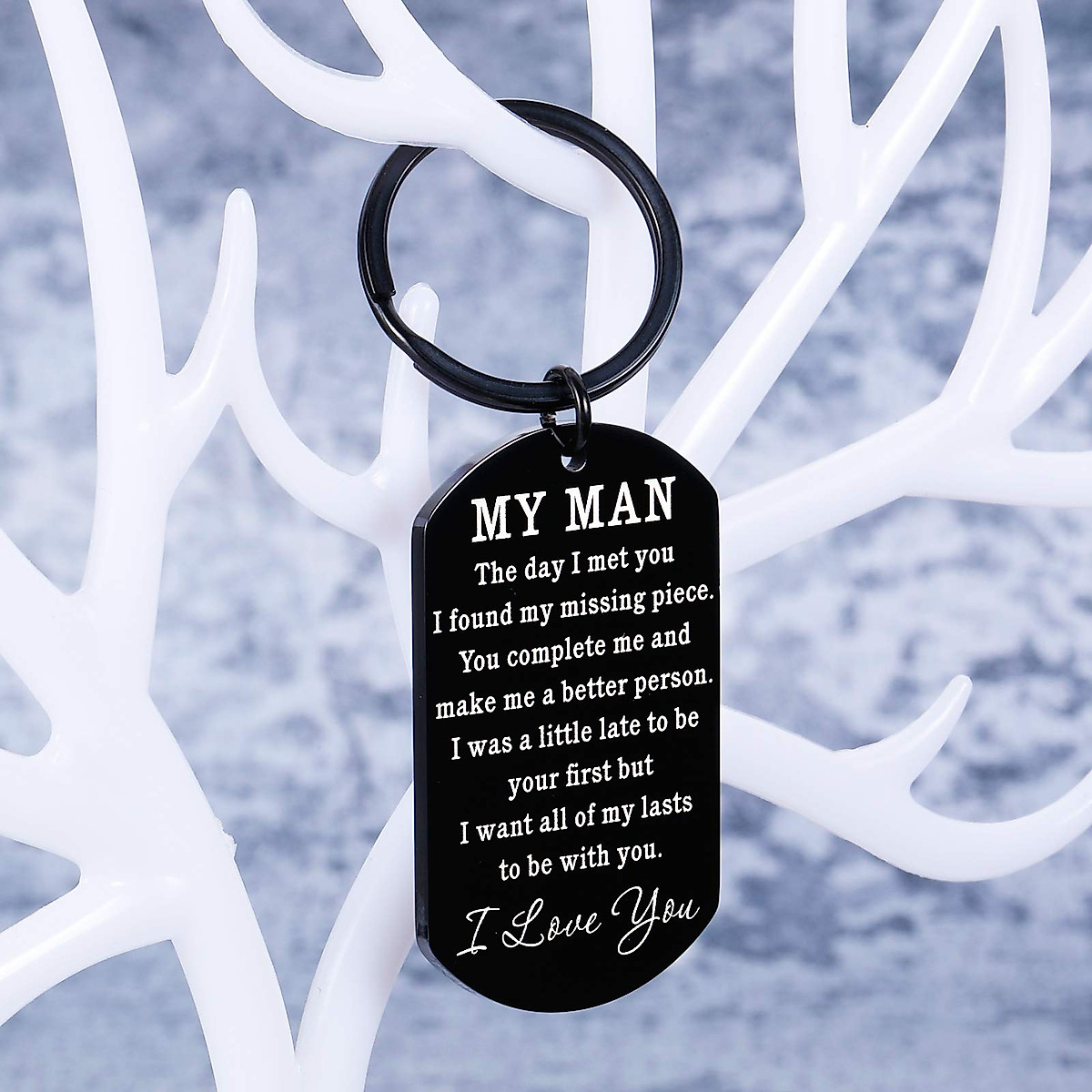 Valentine Day for Him Men Husband to My Man Keychain I Love You GIF for Hubby Boyfriend Birthday Christmas Fiance Groom Wedding Couple from Girlfriend Wife Key Chain