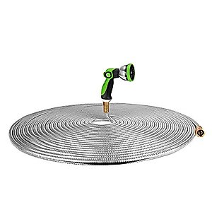 Cromtac Stainless Steel Hose 304 Wide Diameter with Multifunctional Metal Spray Gun Solid Metal Portable and No Kinks (100)