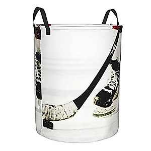 Laundry Hamper Round, Large Canvas Fabric Lightweight Storage Basket Toy Organizer Ice Hockey Pattern Dirty Clothes Collapsible Waterproof Dirty Clothes Hamper For Bedroom
