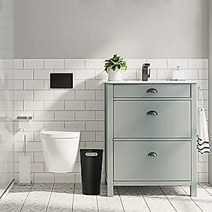 HZSOOCH 3 Pack Slim Waste Basket 3.2 Gallon 12L Plastic Small Trash Can, Office Trash Can, Slim Garbage Container Bin, Small Wastebasket with Handles for Narrow Spaces Bathroom, Kitchen (Black)