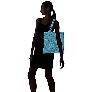 The Drop Women's Ealga Flat Handle Straw Tote, Blue Sapphire, One Size