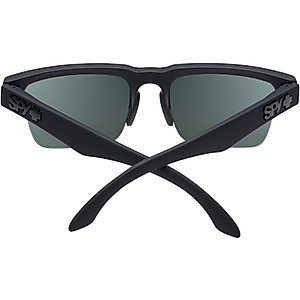 SPY Optic Helm 50/50, Square Semi-rimless Sunglasses, Color and Contrast Enhancing Lenses, Soft Matte Black - Happy Gray Green Polarize Lenses