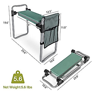 Gardening Seat Garden Kneeler and Seat Workbench Gardening Workseats Foldable Garden Seat Bench with Soft EVA Kneeling Pad for Gardening Tool Bag 2 in1 PRESS FOLDING Waterproof Gardening Gifts 330lbs