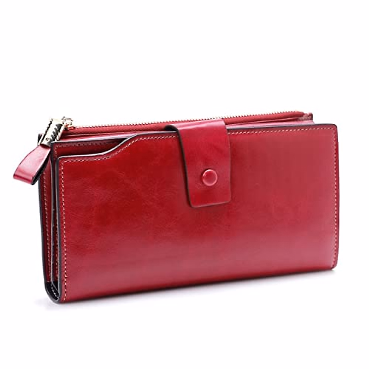 Fashion Long Women Leather Wallet Womens Wallets ForCell Phone Genuine Leather Purse Female Coin Purse Carteira Feminina Wine Red