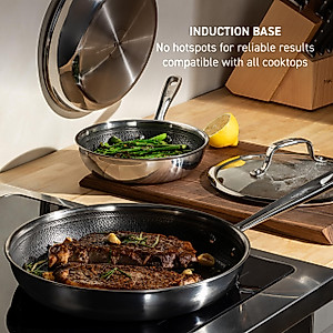 T-fal HybridMesh Tri-Ply Stainless Steel Fry Pan 12 Inch, Induction Oven Safe 500F, Metal Utensil Safe, Platinum Non Stick, Ideal For Searing, Sauteing & Frying, Cookware, Dishwasher Safe Silver/Black