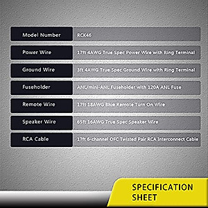 Recoil RCK46 True 4 Gauge Complete 6-Channel CCA Amplifier Wiring Kits with OFC RCA Cable