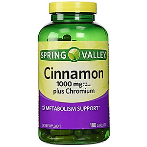 Spring Valley Cinnamon 1000mg Plus Chromium, 180 Capsules