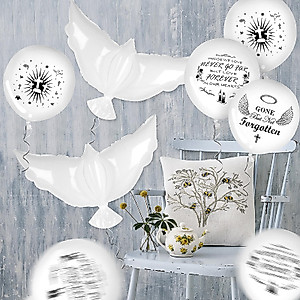 4PCS White Dove Balloons and 35PCS Memorial Balloons to Release in Sky Biodegradable Balloons for Release Happy Heavenly Birthday Balloon for Condolence, Funeral, Anniversary, Remembrance Services