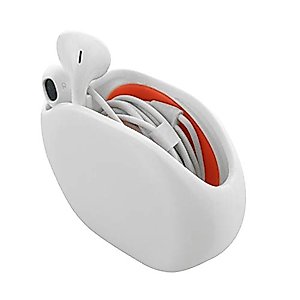 Geekria in-Ear Headset Smart Storage Box/Headphone Cable Storage Organizer/Earbuds Holder Case/Earphone Bobbin Winder Wrap/Cord Tangle-Free Portable Manager/Wire Keeper (White)