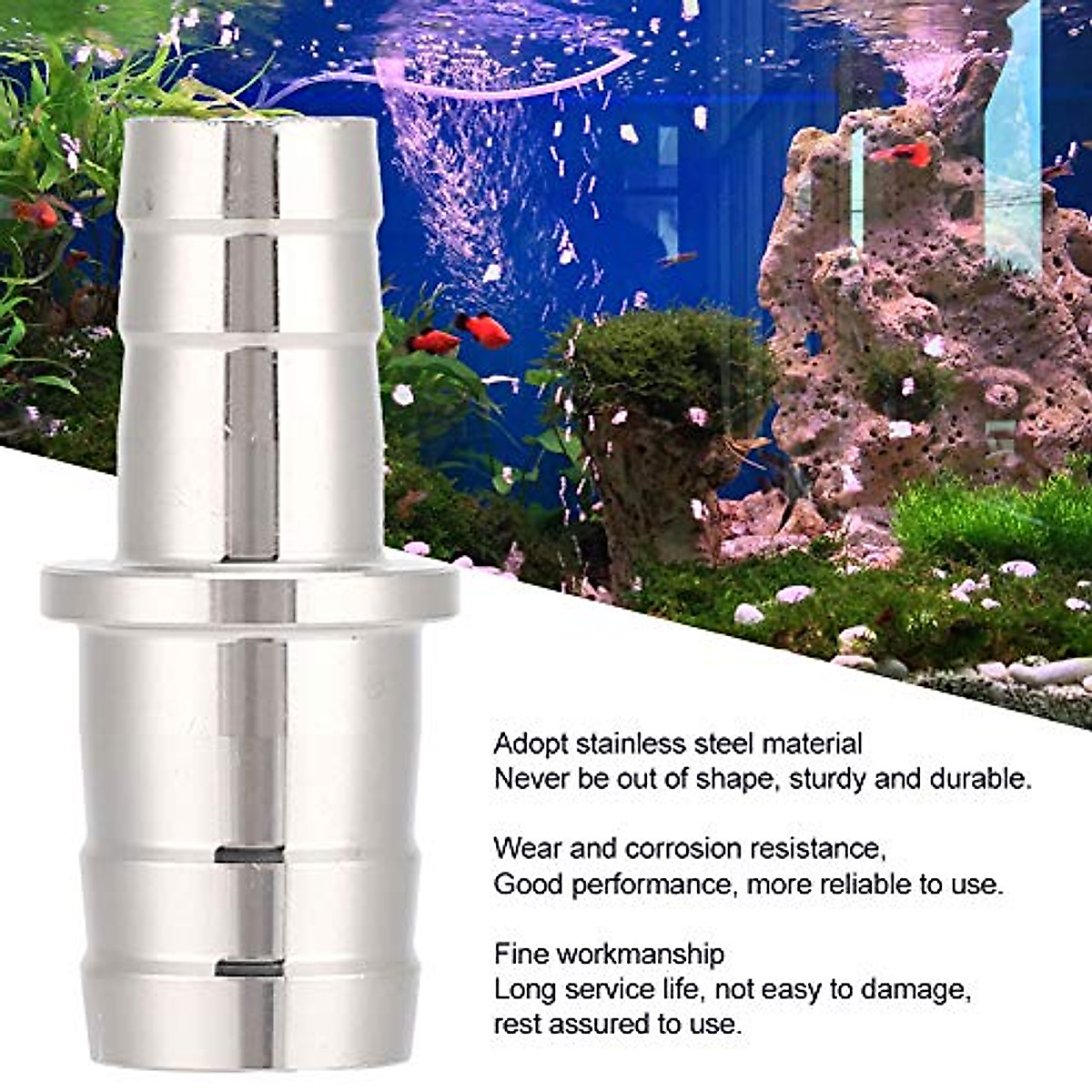 Aquarium Hose Adapter, Stainless Steel Fish Tank Water Pipe Adapter Converter Aquarium Tubing Pipe Connector Hose Joint Fittings(12mm to 16mm)