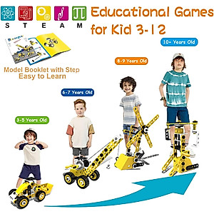 Stem Toys For 5 6 7 8 9+ Year Old Building Block Kit Stem Activities Projects Boy Toys Age 4-8 5-7 6-8 8-10 Creative Set Educational Engineering Excavator Construction Birthday Fun Christmas Idea Gift