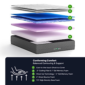 GhostBed Luxe 13 Inch Cool Gel Memory Foam Mattress - Cooling Technology & Comforting Pressure Relief, Full