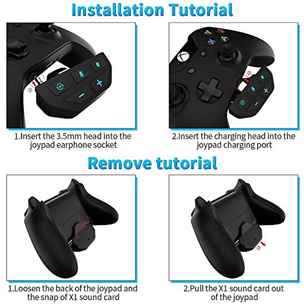 QUMOX 3.5mm Headset Adapter Sound Enhancer for Xbox One Game Controller Black