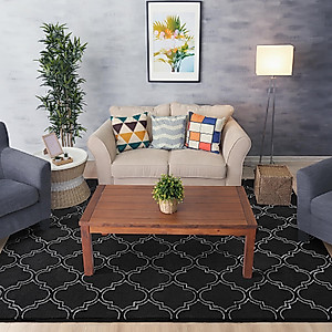 Chicrug Shag Geometric 4x6 Area Rug for Living Room, Large Modern Memory Foam Indoor Carpet, Fluffy Rug for Bedroom Bedside Room Decor for Family Girls Kids Nursery, Black/White