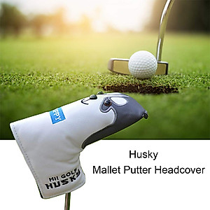 Golf Putter Headcover Blade Leather Cute Husky Animal Replacement Covers